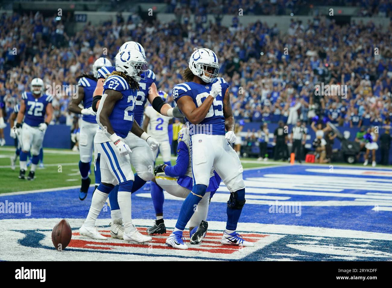 Indianapolis Colts tight end Drew Ogletree celebrates a touchdown ...