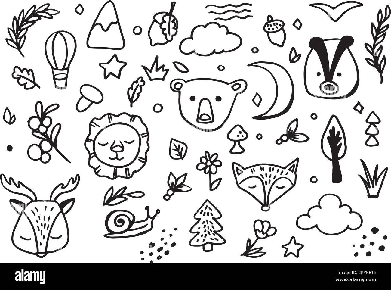 Cute kids scandinavian characters set including trendy cool animal ...