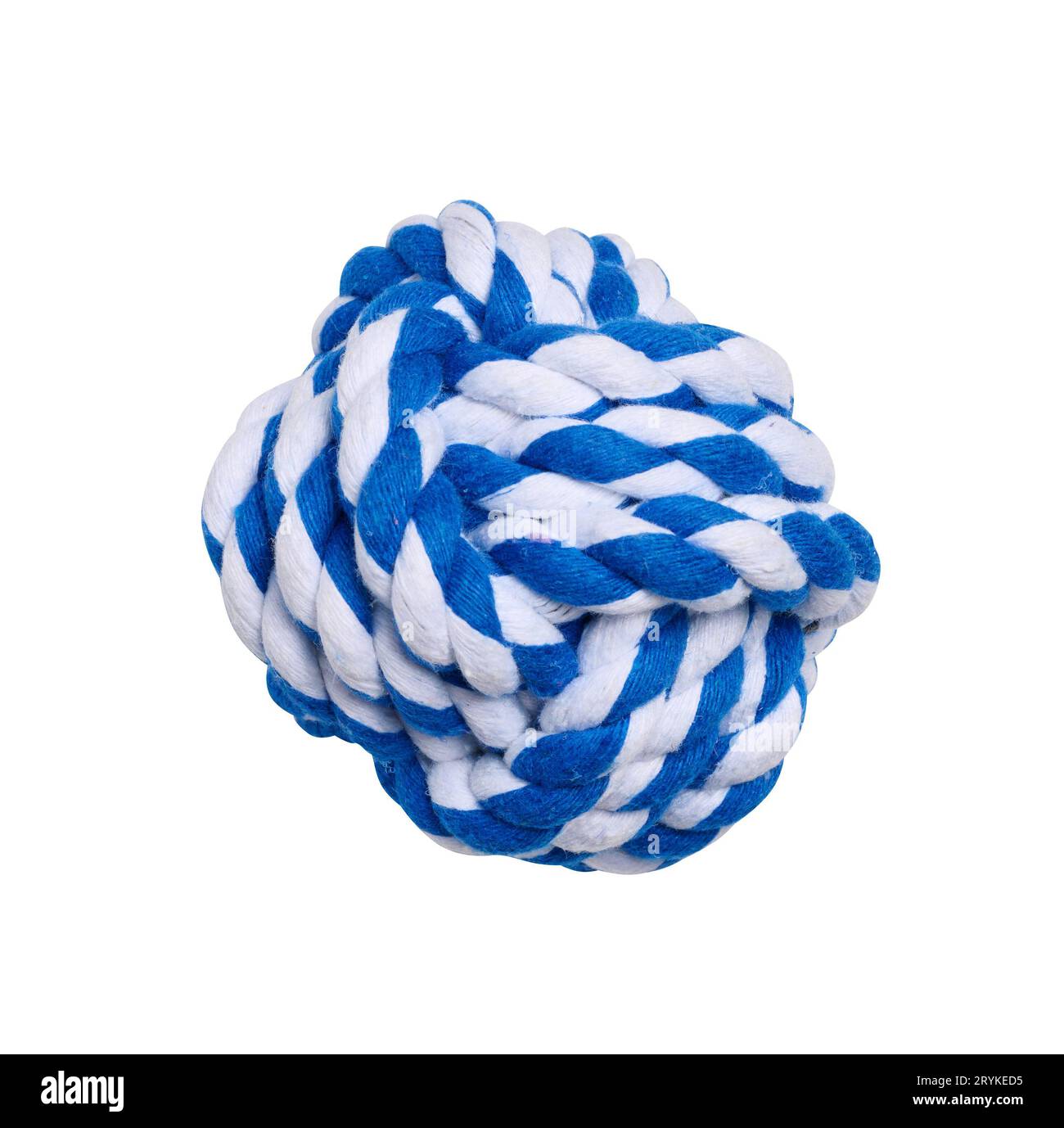 White-blue rope ball isolated on white background, animal toy Stock ...