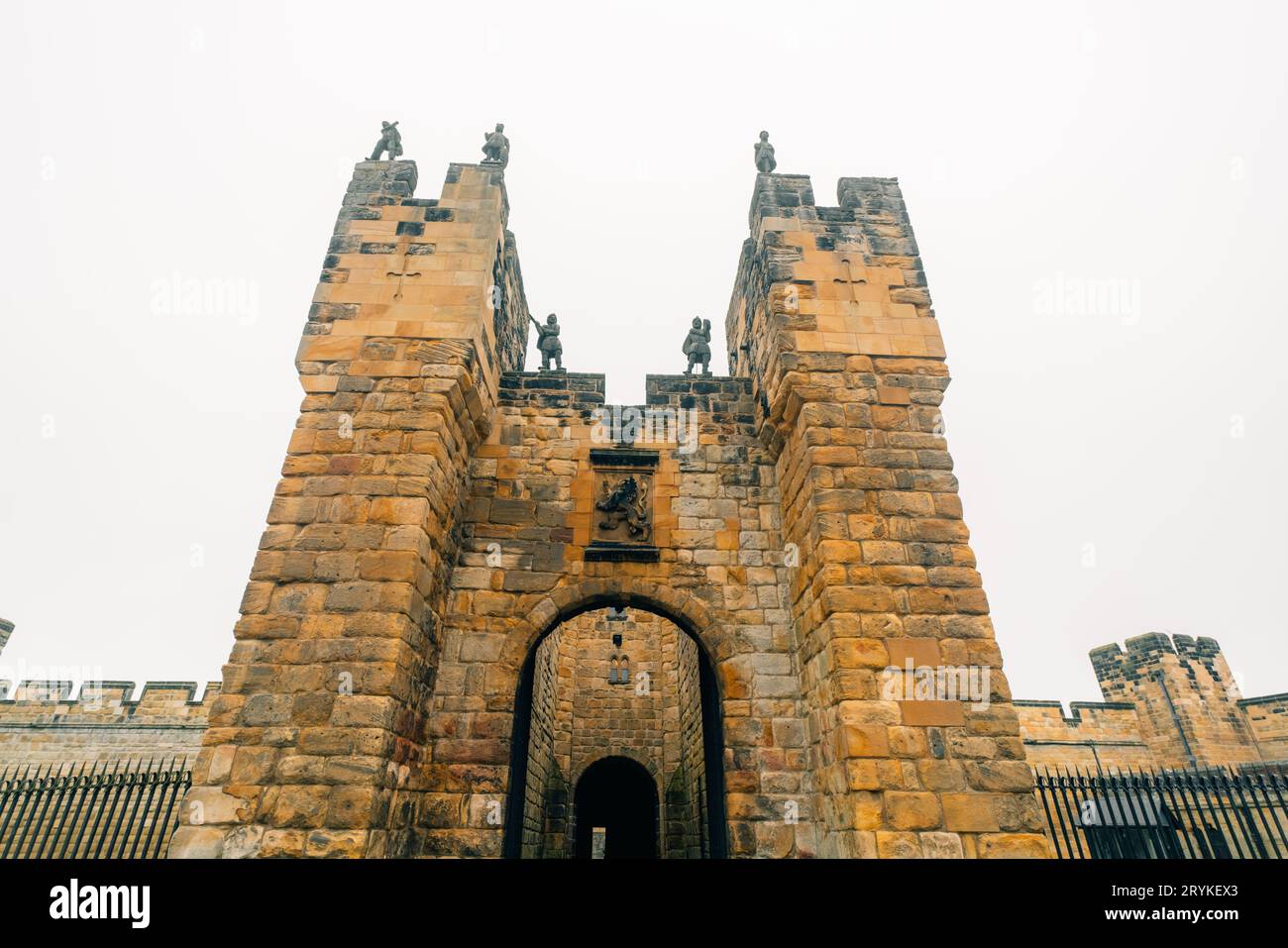 Alnwick Castle. The walls of an ancient castle in the north of England ...