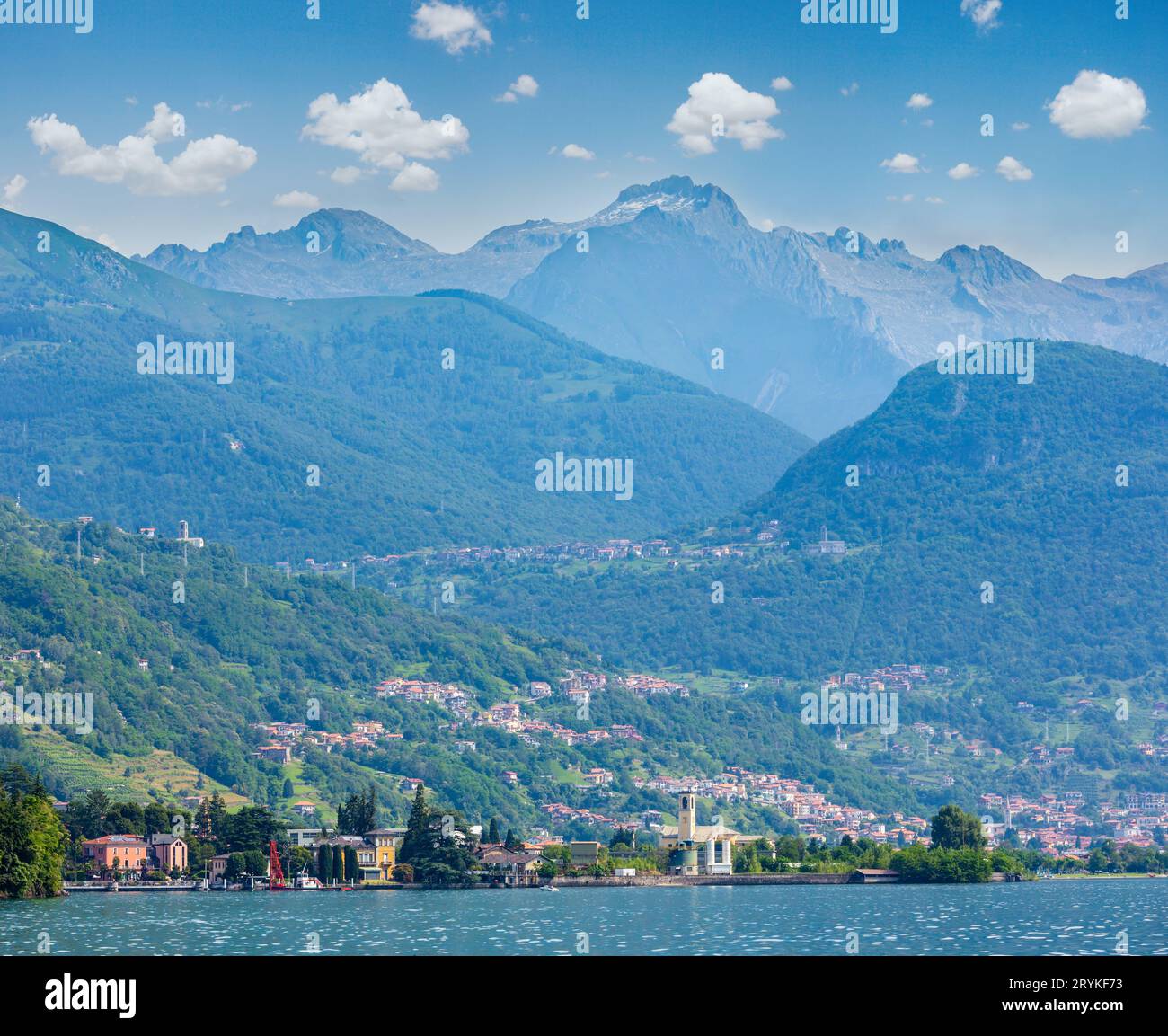 Lake Como shore from ship view Stock Photo - Alamy