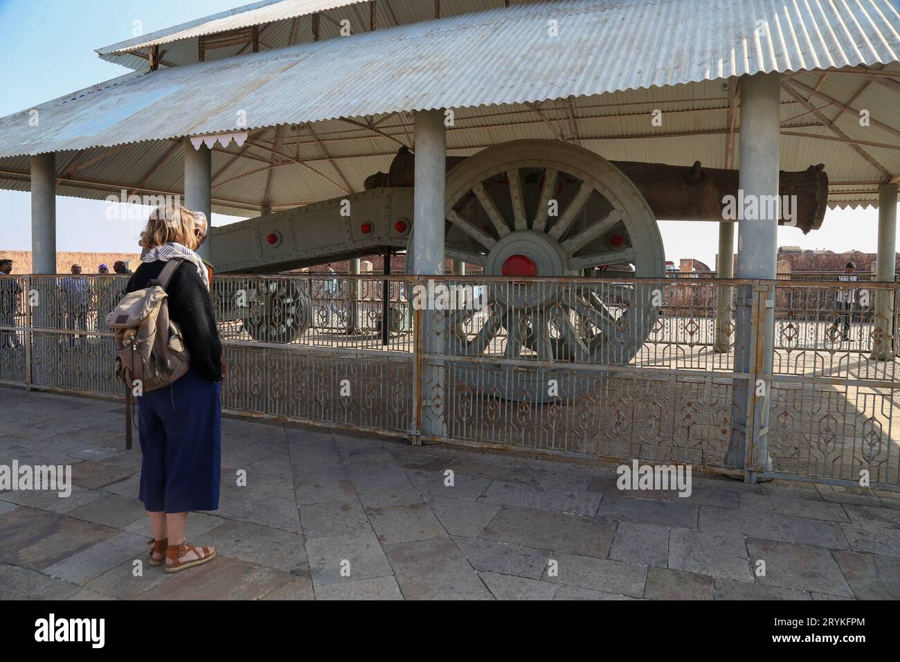 One tourist admire the The world’s largest cannon on wheels, known as ...