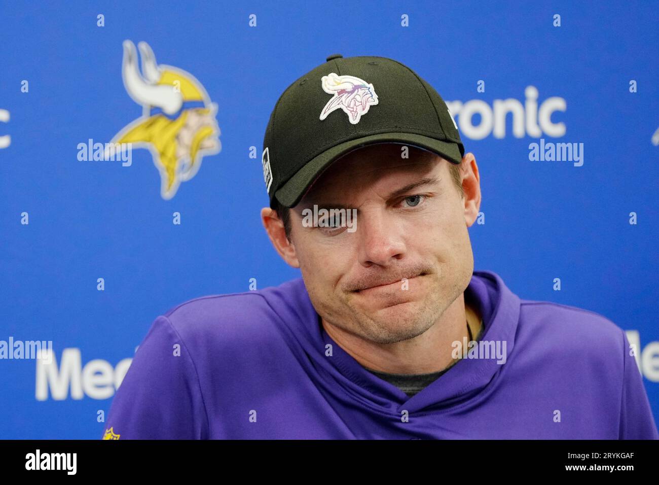 Minnesota Vikings head coach Kevin O'Connell speaks during a news ...
