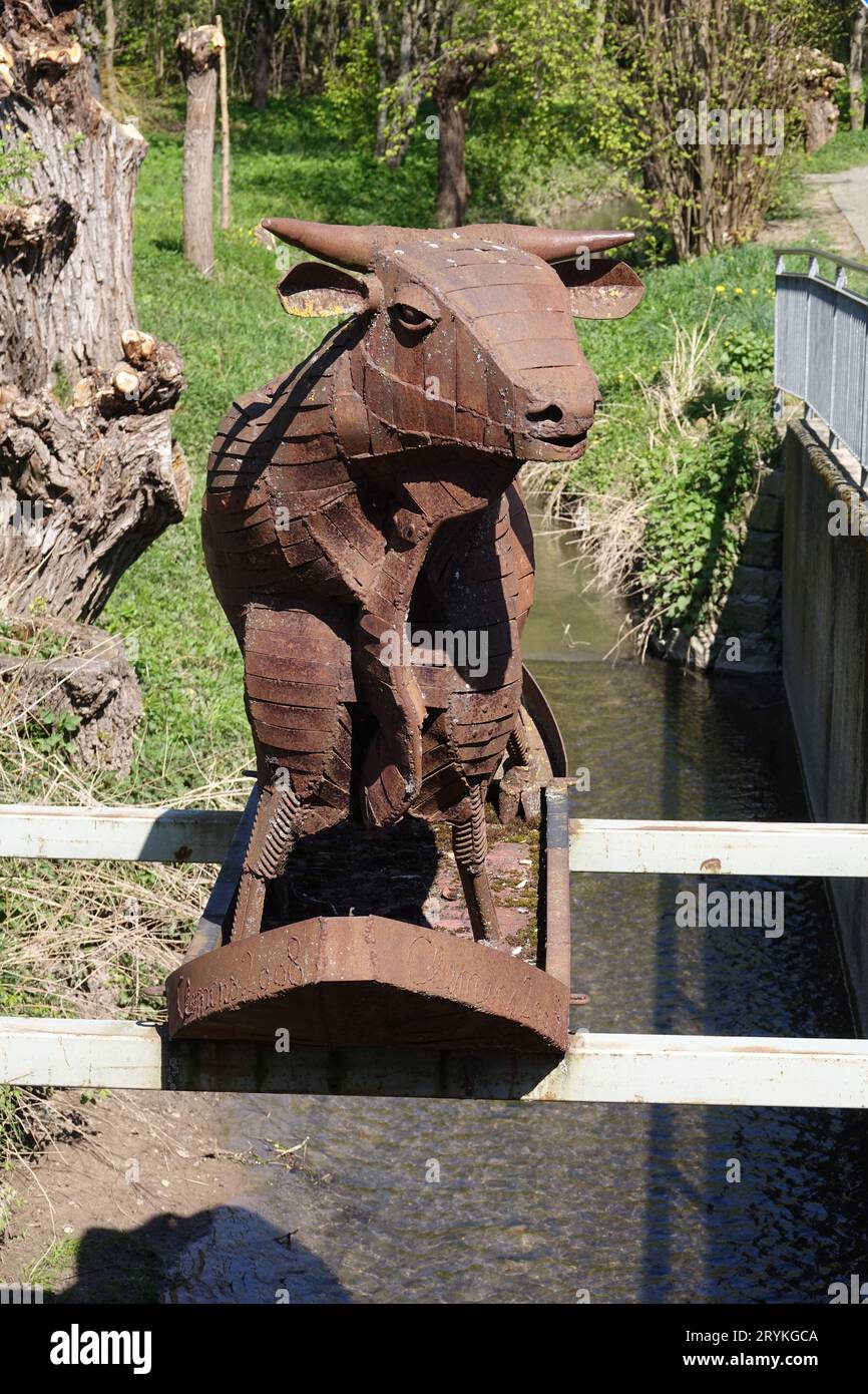 Bridge figure in Volkach Stock Photo - Alamy