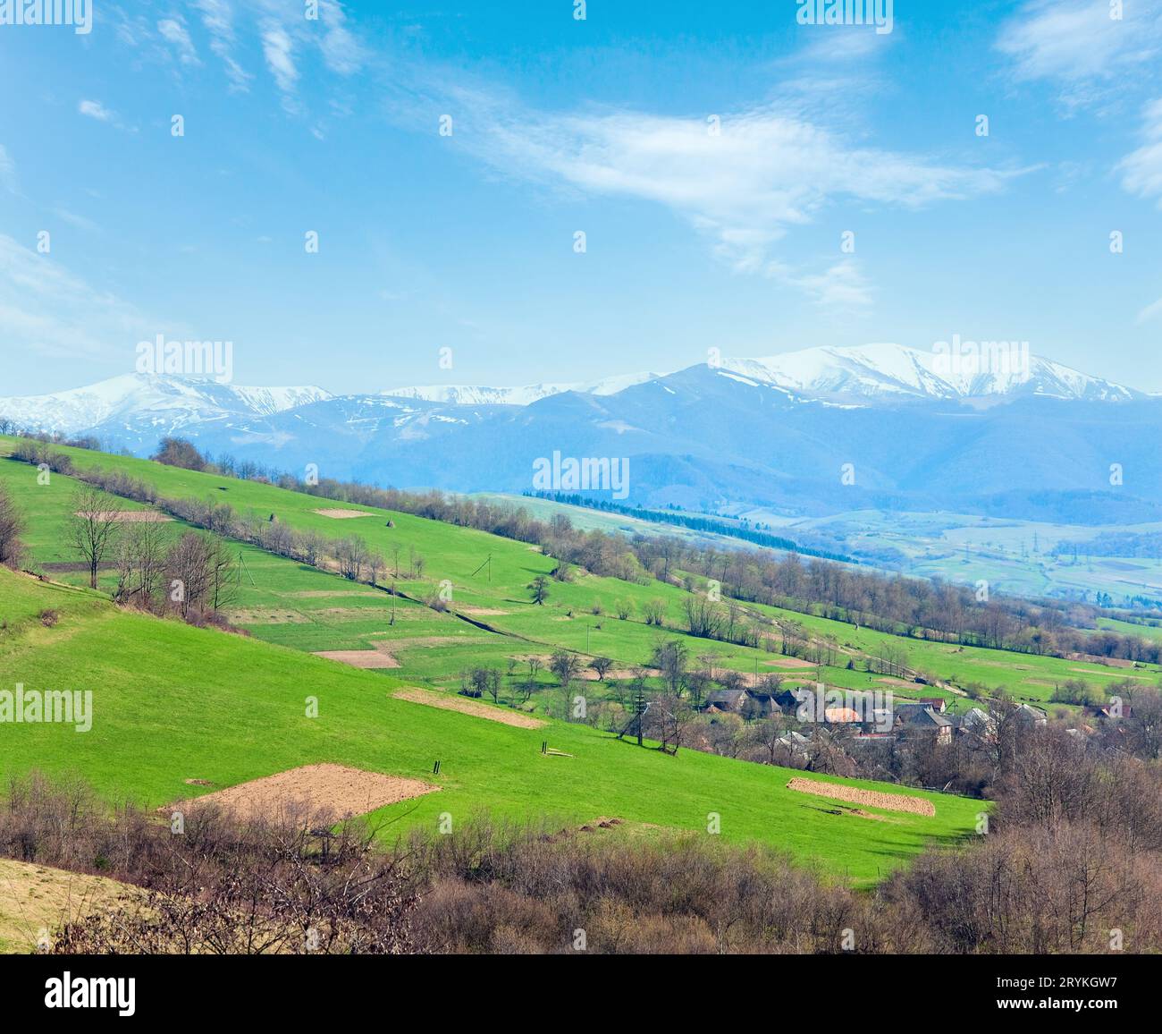 Spring mountain country valley view Stock Photo - Alamy