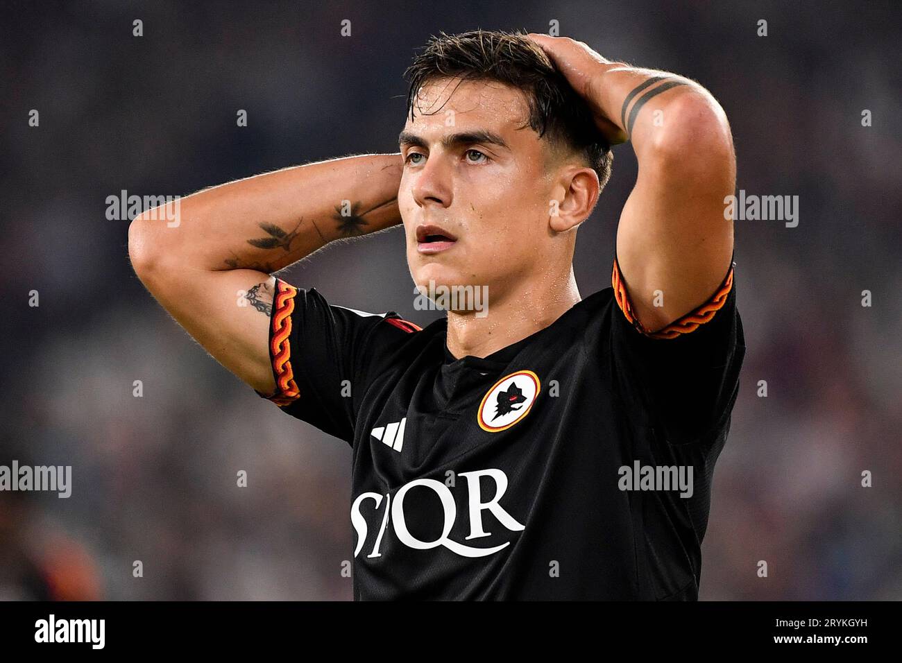 Rome, Italy. 01st Oct, 2023. Paulo Dybala of AS Roma reacts during the Serie A football match ...