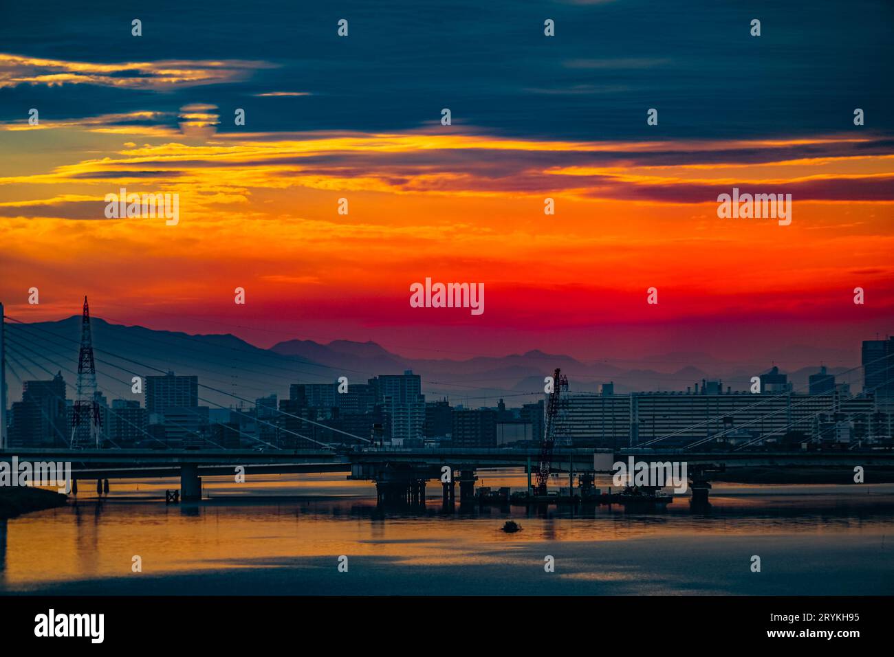 View of the Tama River Sky Bridge Stock Photo - Alamy