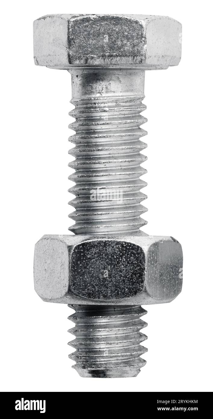 Bolt and nut isolated on white background Stock Photo - Alamy