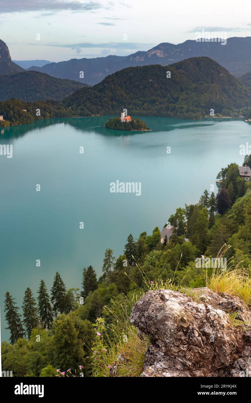 View of bled from bled castle hi-res stock photography and images - Alamy