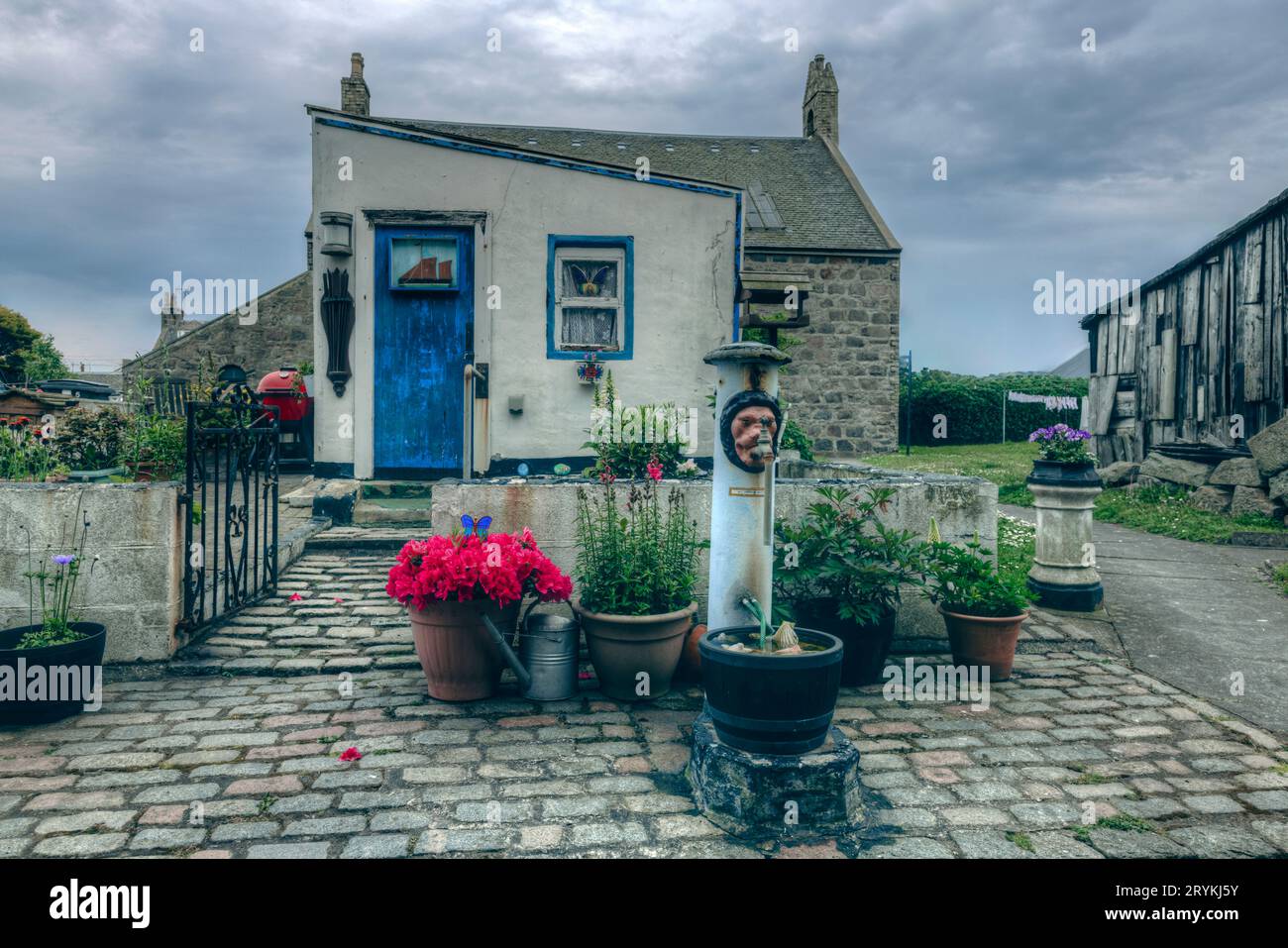 Historic fishing village Footdee near the Aberdeen Harbour, Scotland ...