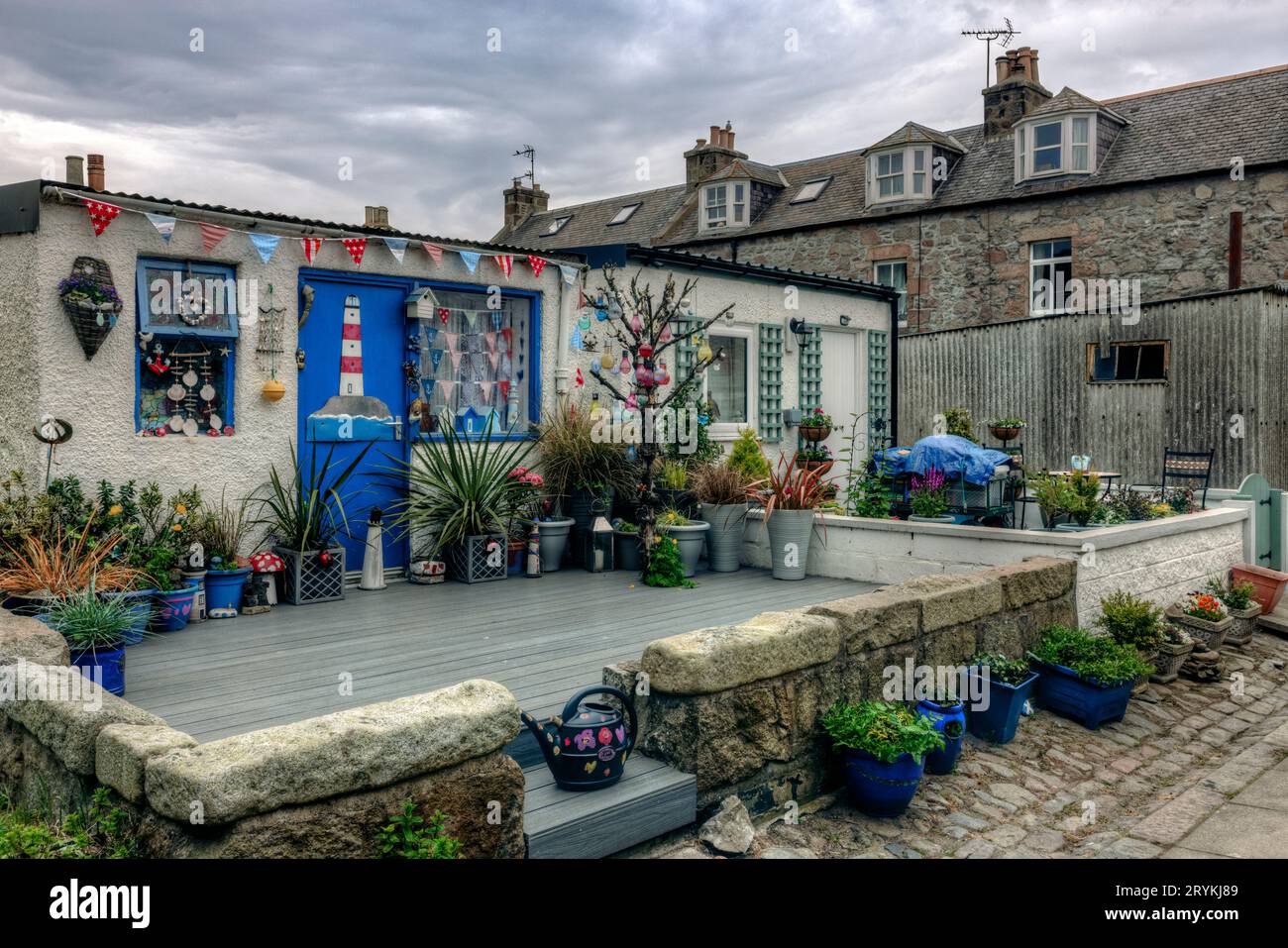 Historic fishing village Footdee near the Aberdeen Harbour, Scotland ...