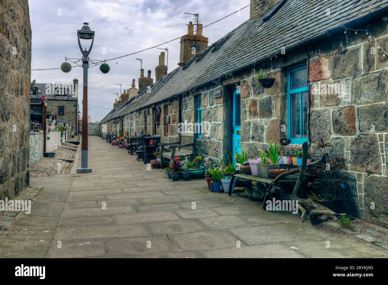 Historic fishing village Footdee near the Aberdeen Harbour, Scotland ...