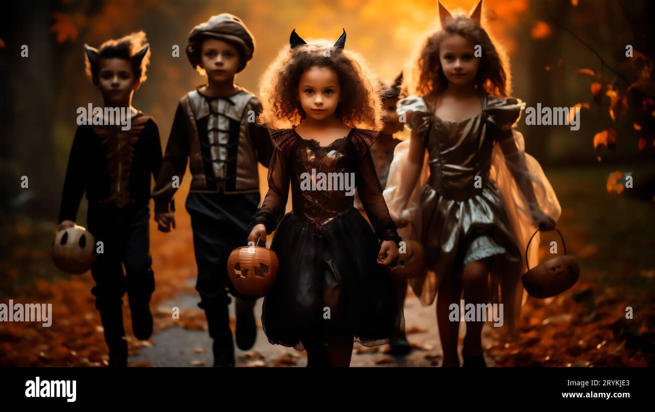 Children dressed up for Halloween Stock Photo - Alamy