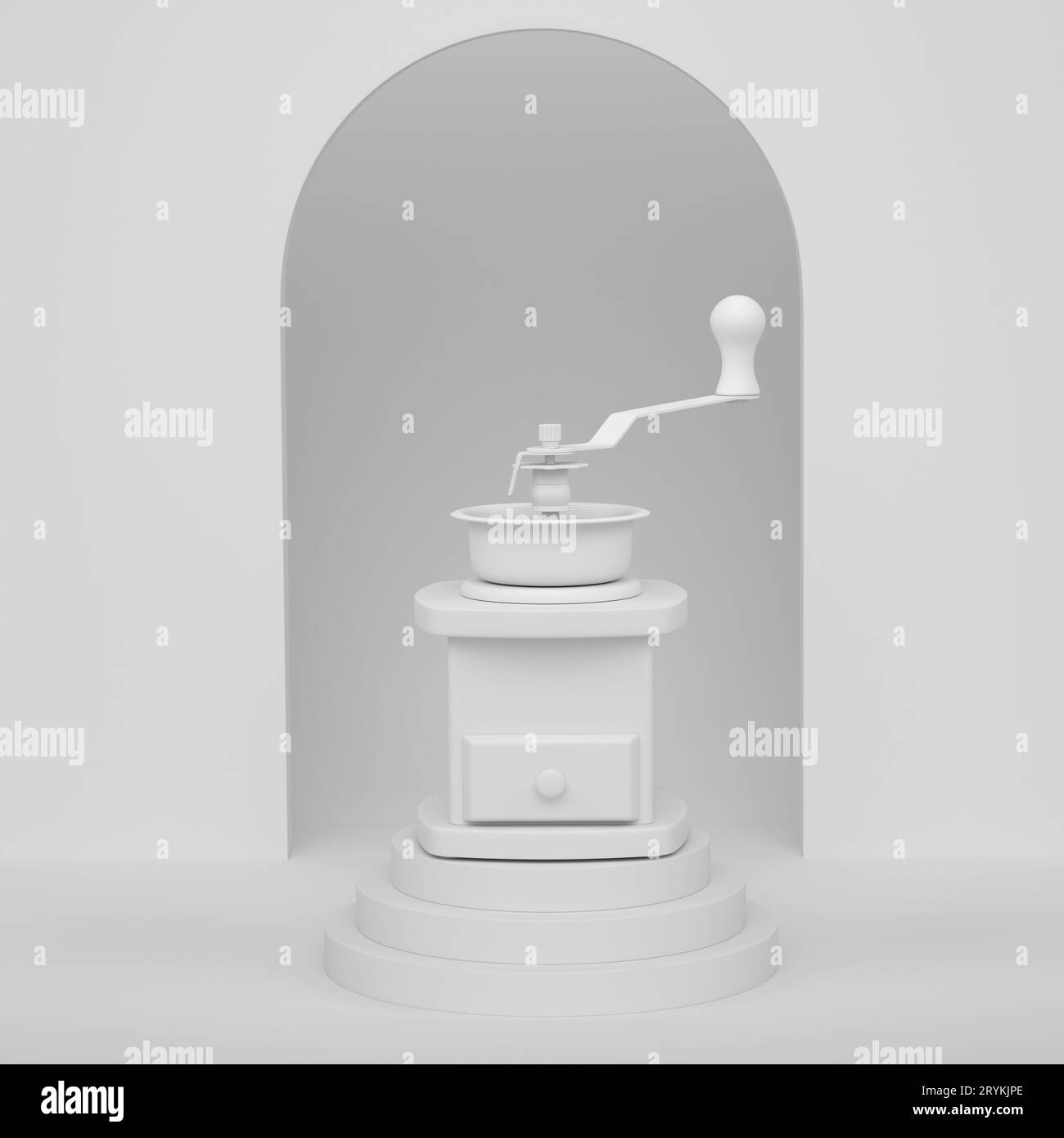 Abstract scene or podium with coffee grinder on monochrome background ... Abstract scene or podium with coffee grinder on monochrome background ...
