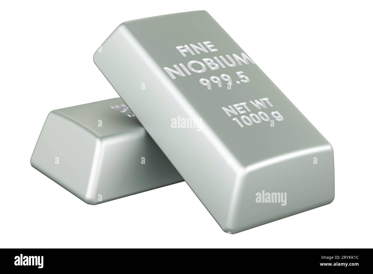 Niobium ingots, niobium bars. 3D rendering isolated on white background ...