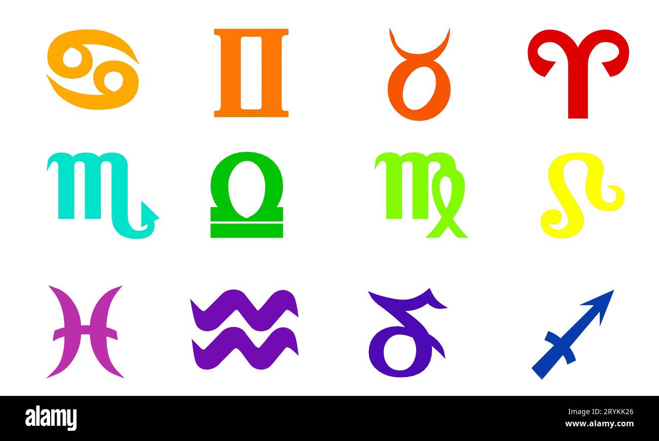 Horoscope signs isolated on white background Stock Photo - Alamy