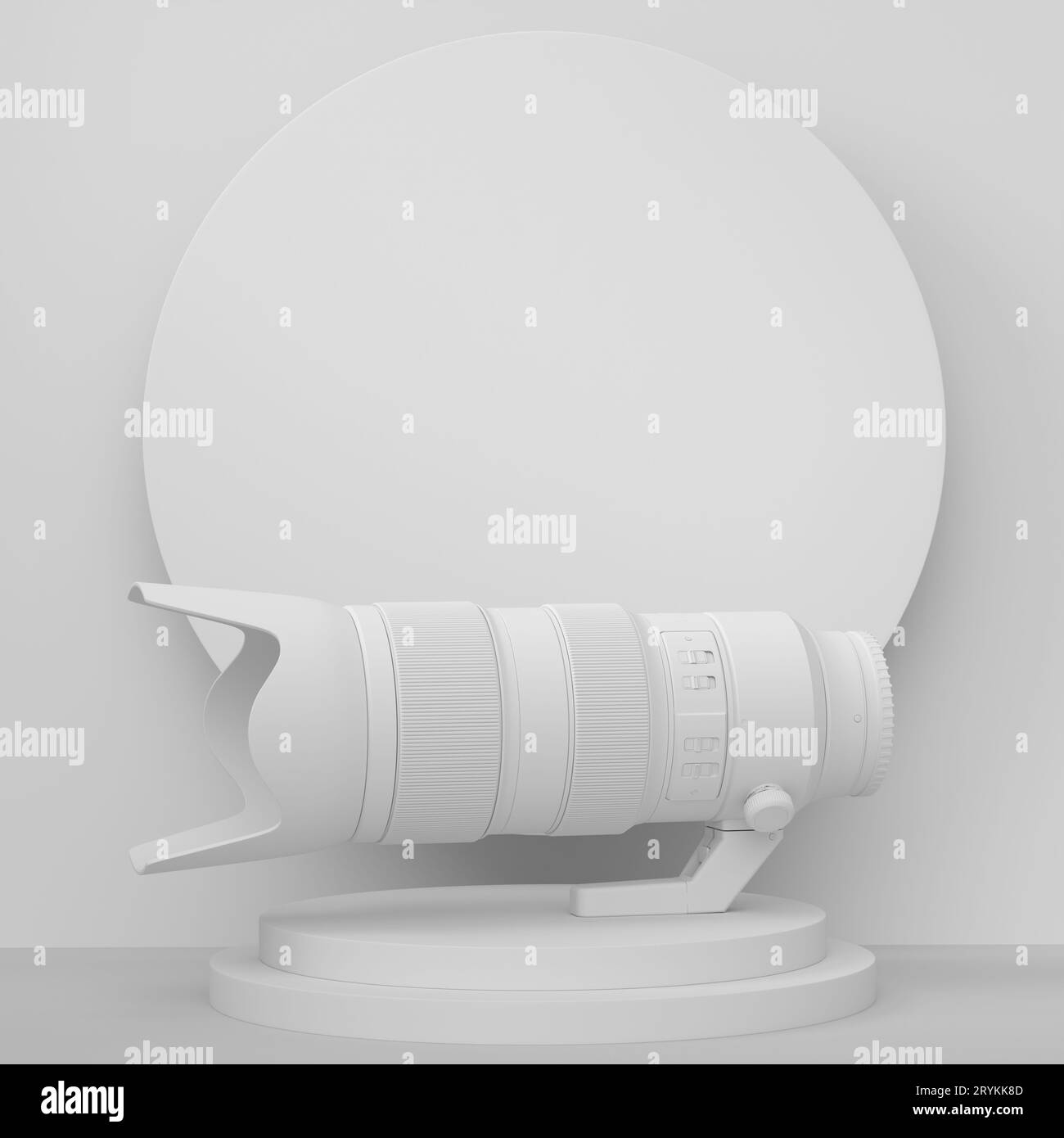 Abstract scene or podium with nonexistent DSLR camera and lens on ...