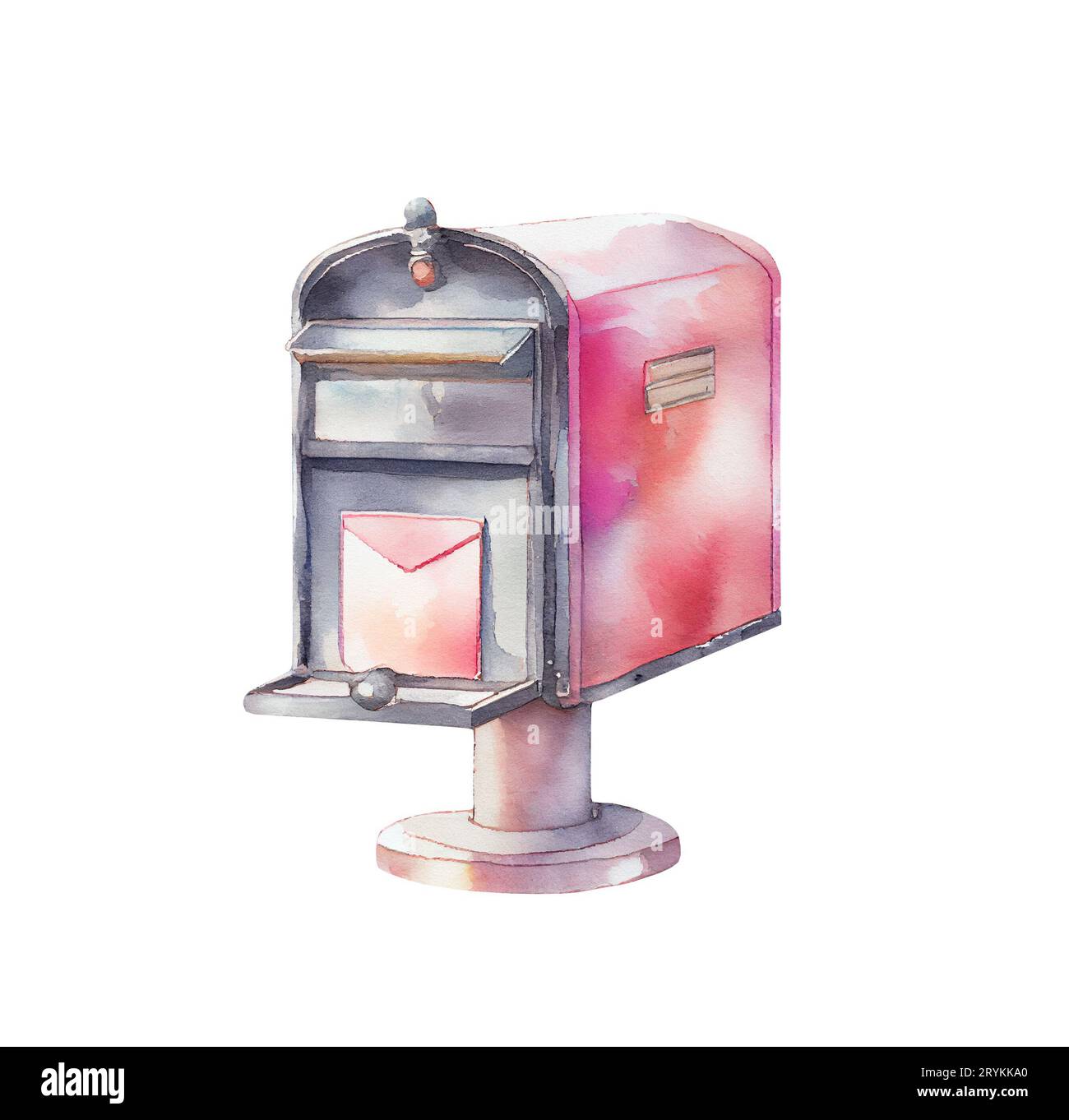 Watercolor vintage mailboxes. Post office watercolor clipart. Retro ...
