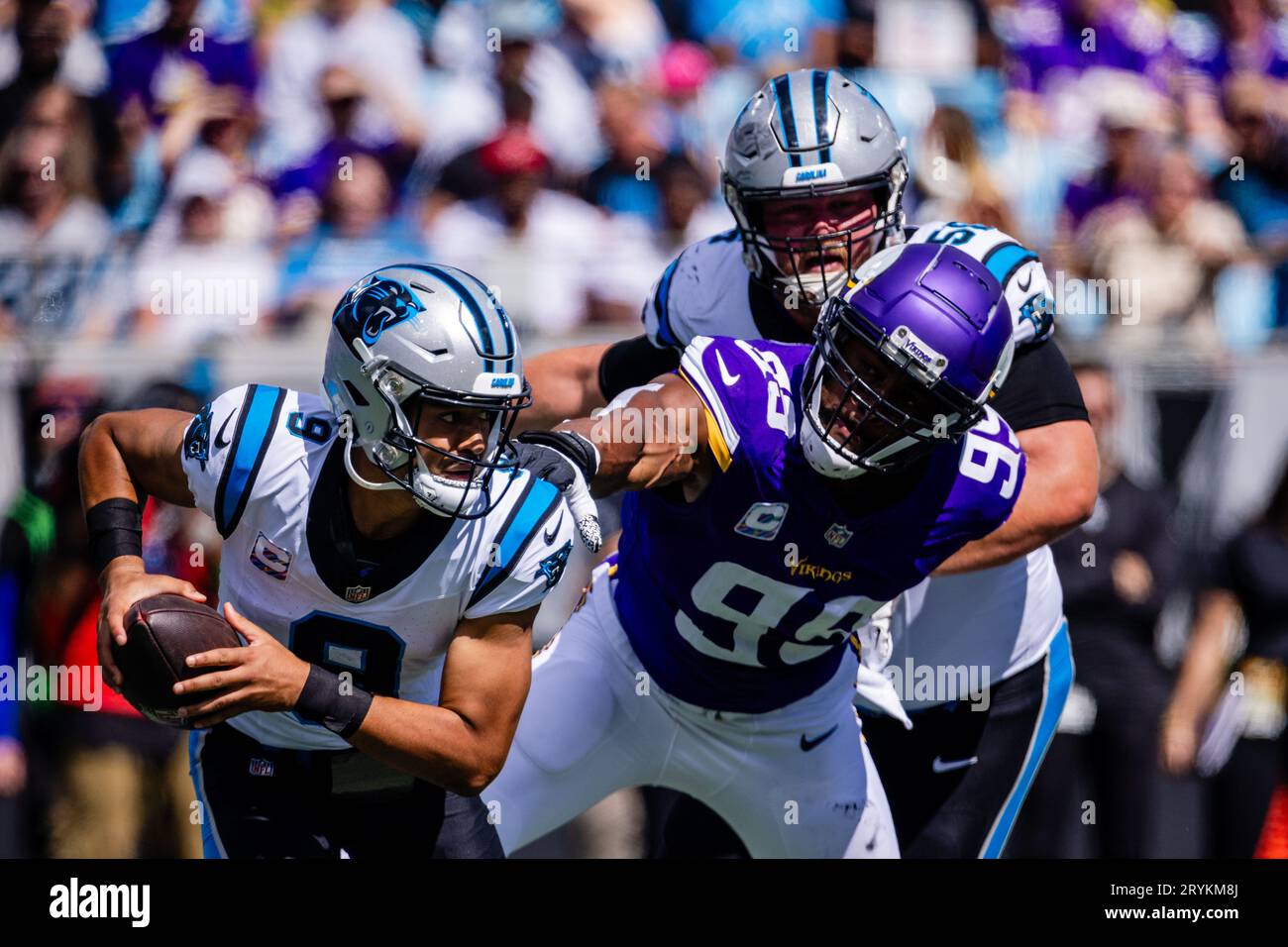 Charlotte, NC, USA. 1st Oct, 2023. Carolina Panthers quarterback Bryce ...
