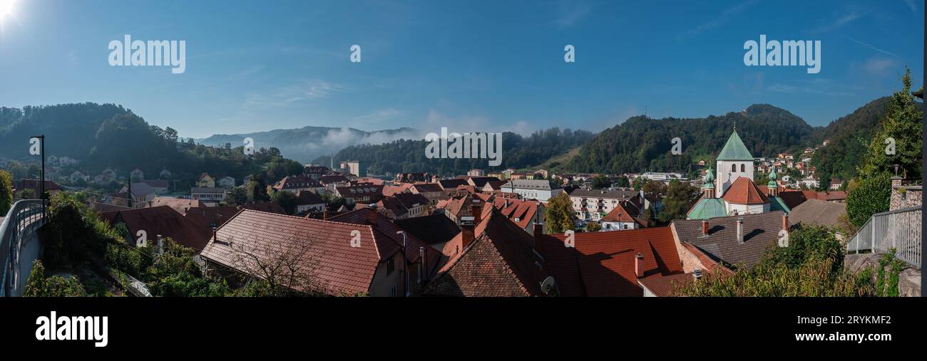 Wide panorama of Lasko city in central slovenia with visible main ...