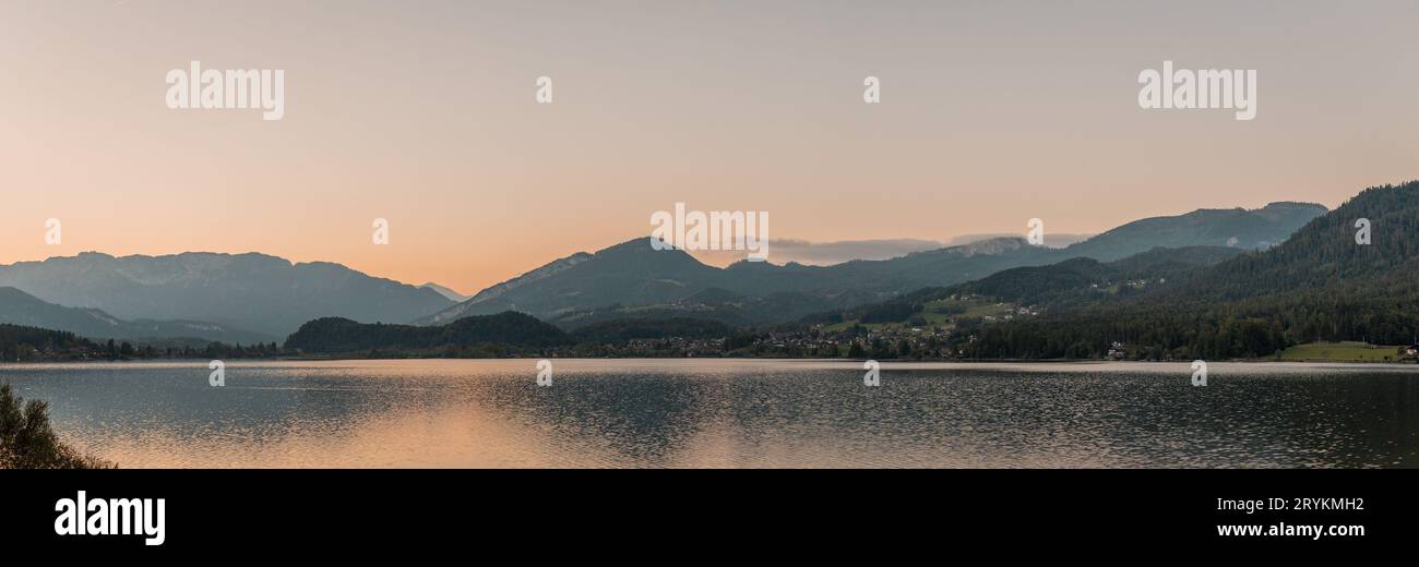 Evening on hallstatt lake or hallstatter see, looking towards north ...