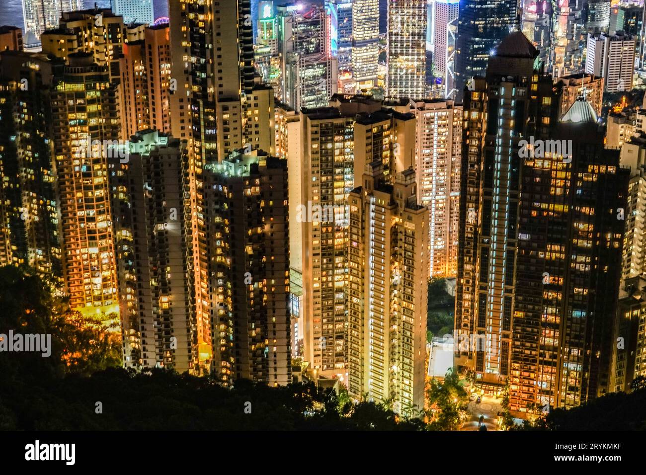 Hong Kong night view seen from Victoria Peak Stock Photo - Alamy