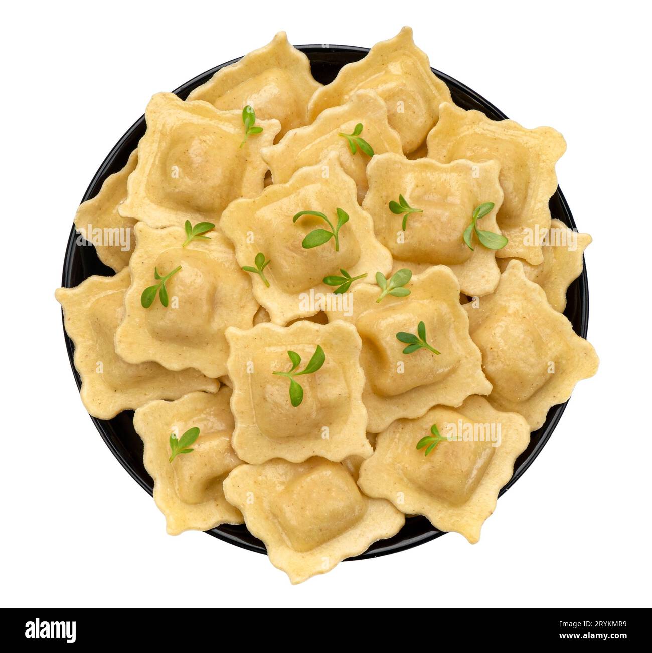 Ravioli pasta isolated on white background, top view Stock Photo - Alamy