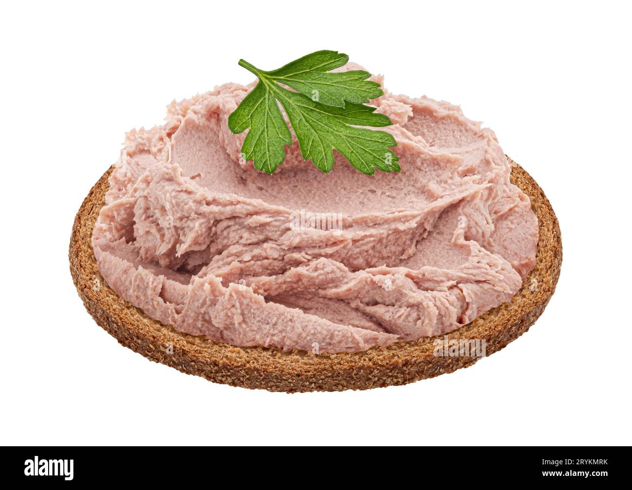 Bread slice with liver pate isolated on white background Stock Photo ...