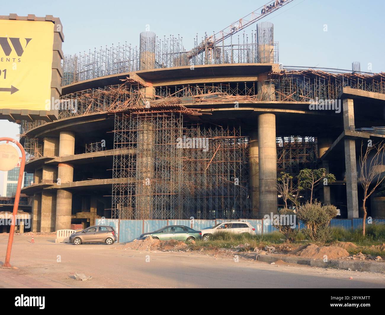 Cairo, Egypt, August 30 2023: A construction site for SAMCO CO National construction company in ...
