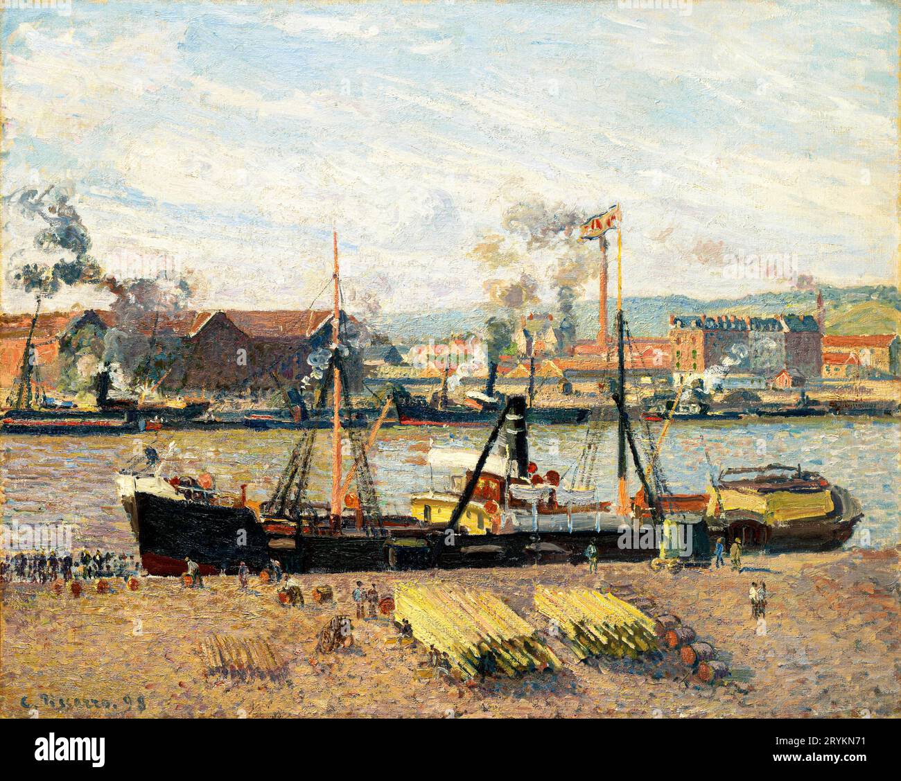 Port of Rouen, Unloading Wood painting in high resolution by Camille ...