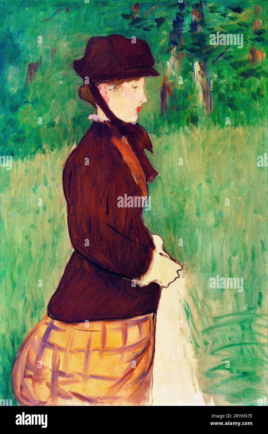 Young Woman in a Garden ainting in high resolution by Eacute; douard ...