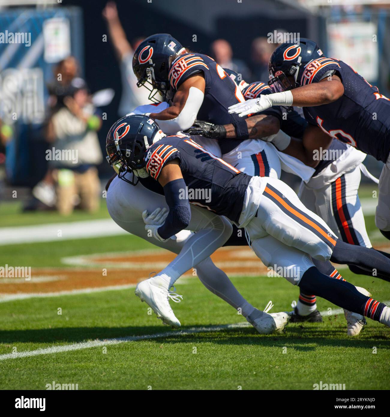 October 1, 2023: Chicago Bears #20 Travis Homer tackles Broncos #19 ...