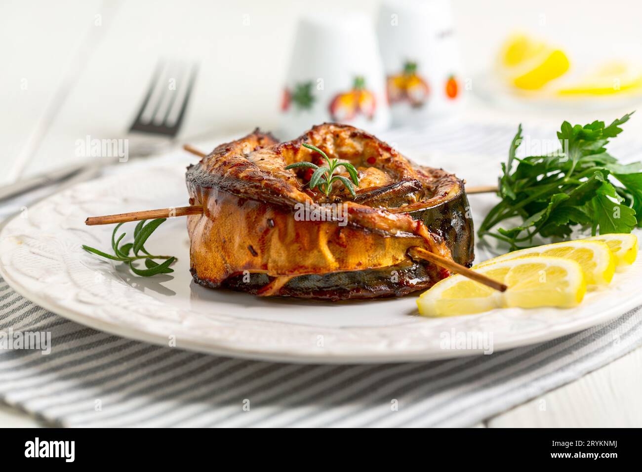 Baked mackerel fillet Stock Photo - Alamy