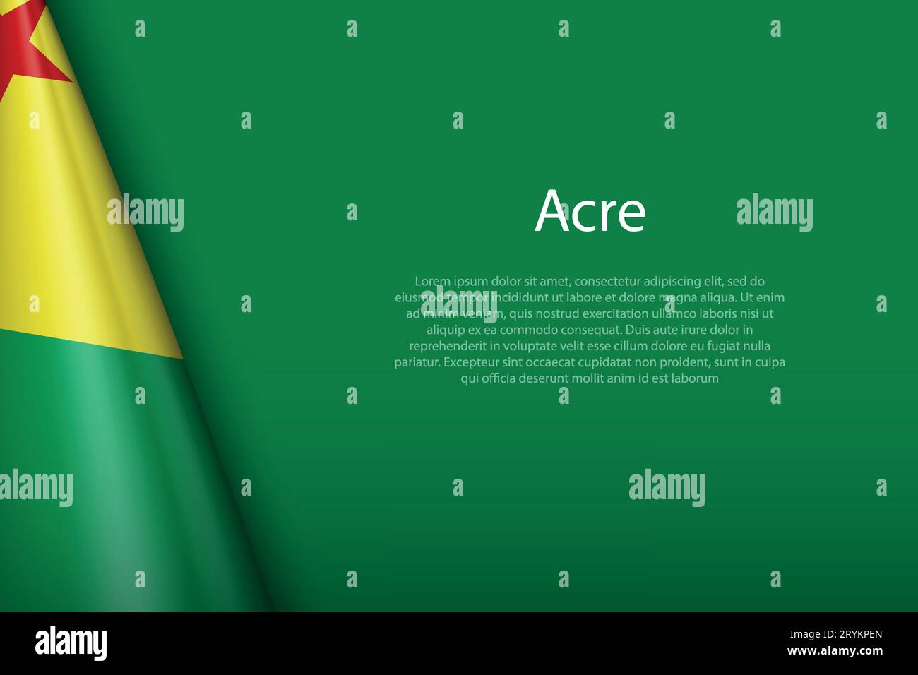 3d flag Acre, state of Brazil, isolated on background with copyspace ...