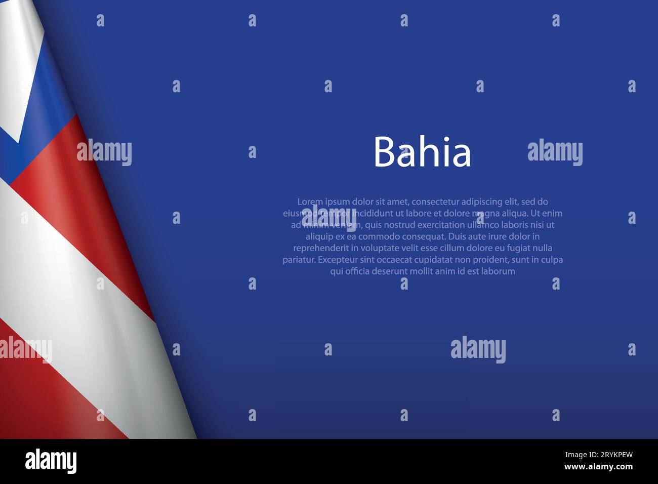 3d flag Bahia, state of Brazil, isolated on background with copyspace ...