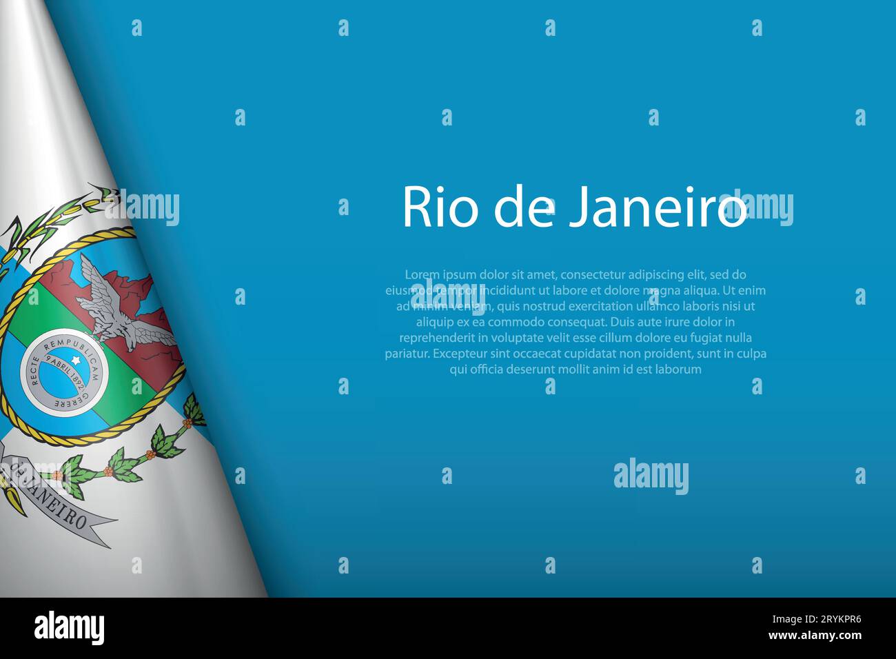 3d flag Rio de Janeiro, state of Brazil, isolated on background with ...