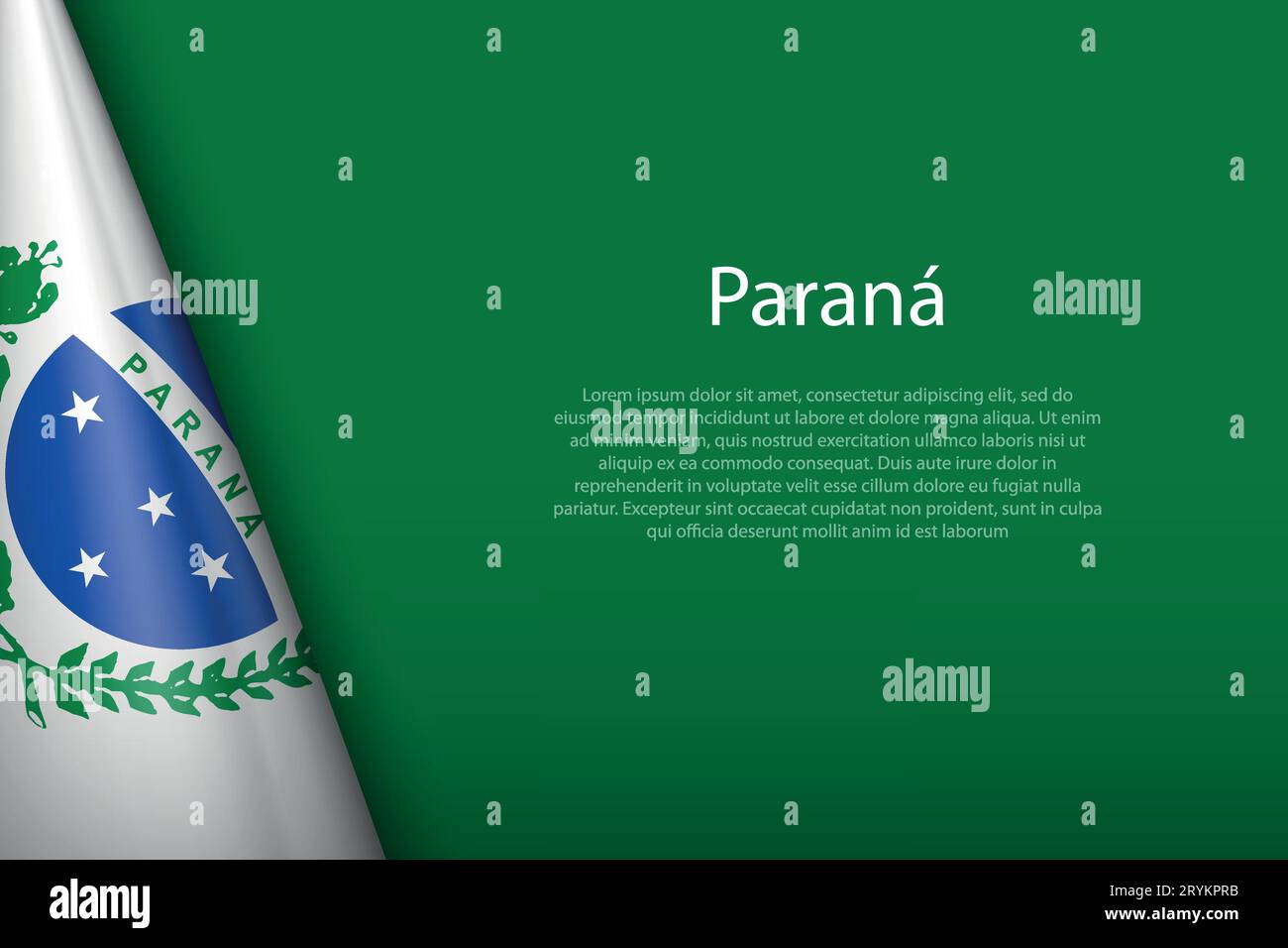 3d flag Parana, state of Brazil, isolated on background with copyspace ...
