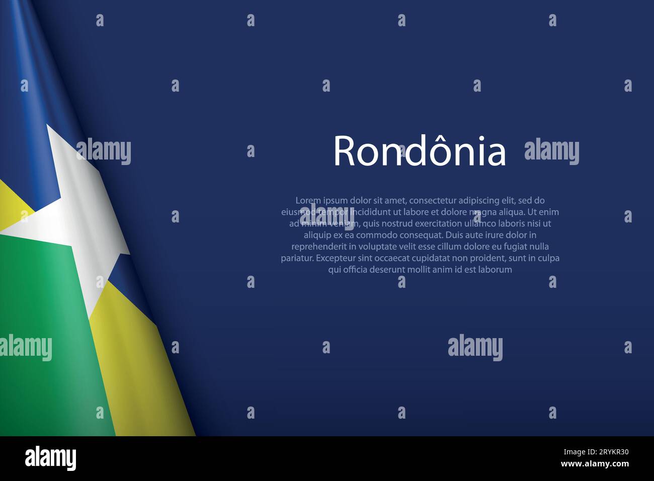 3d flag Rondonia, state of Brazil, isolated on background with ...
