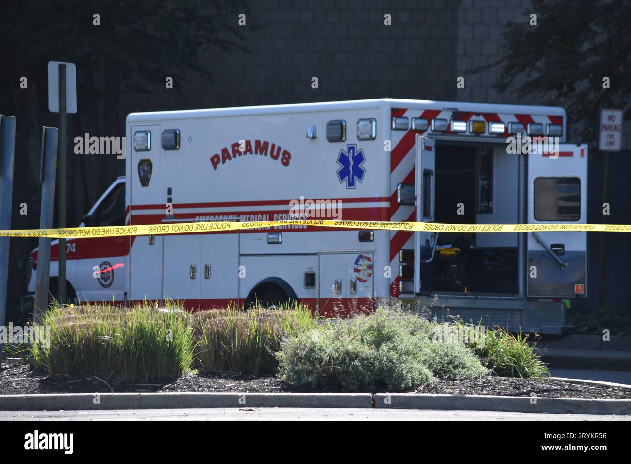 Paramus, United States. 01st Oct, 2023. Ambulance is seen present at ...
