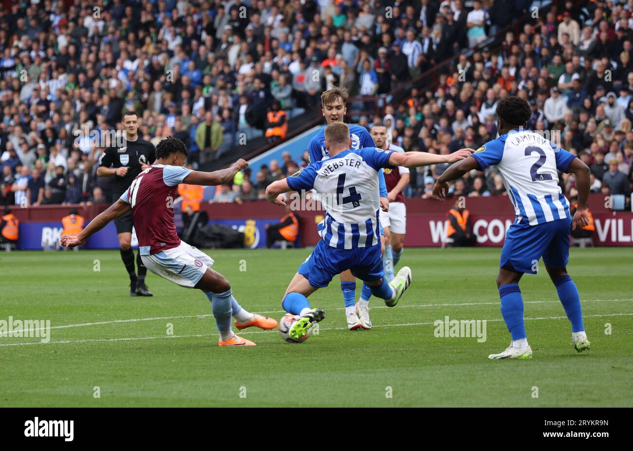 Birmingham, UK. 30th Sep, 2023. Ollie Watkins (AV) scores his hat-trick ...
