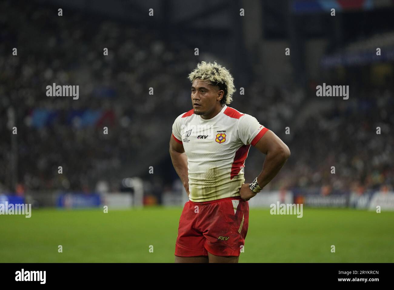 Tonga's Fine Inisi during the Rugby World Cup Pool B match between ...