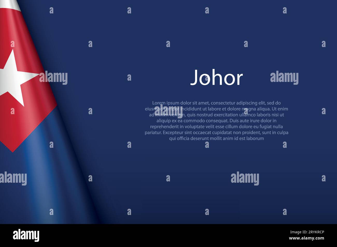 3d flag Johor, state of Malaysia, isolated on background with copyspace ...