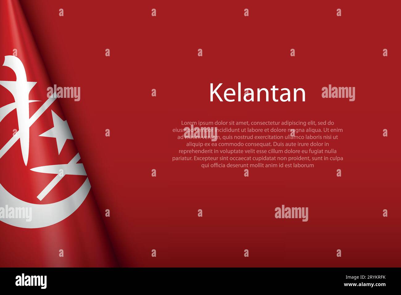 3d flag Kelantan, state of Malaysia, isolated on background with copyspace Stock Vector Image ...