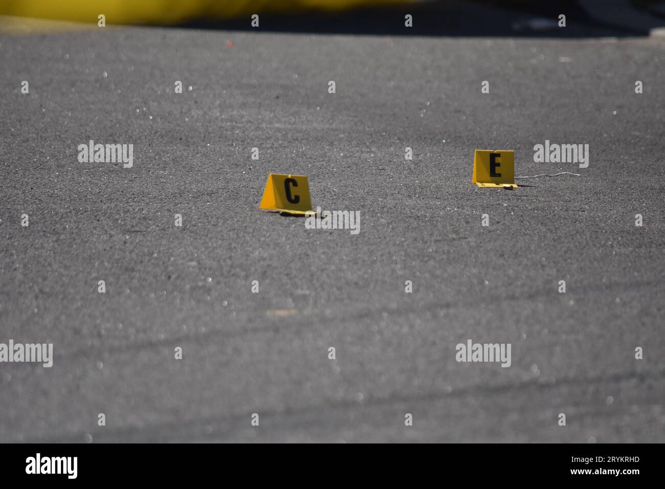 Paterson, United States. 01st Oct, 2023. Evidence markers at the crime ...