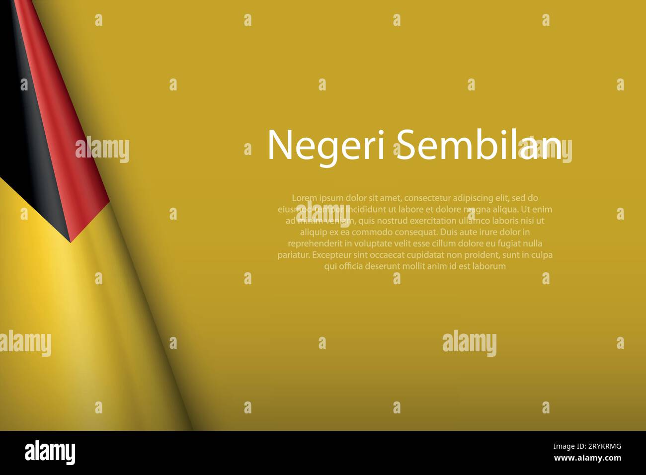 3d flag Negeri Sembilan, state of Malaysia, isolated on background with ...