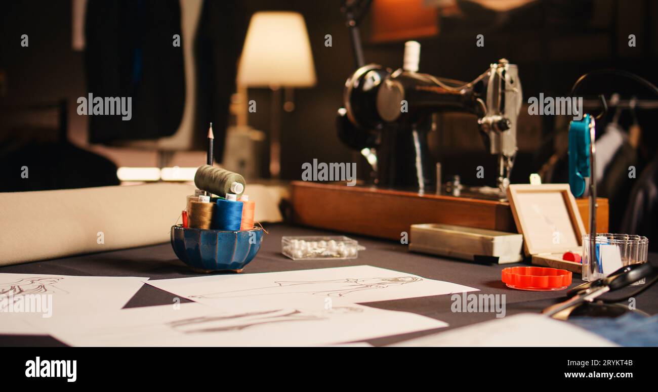 Industrial sewing machine workstation fashion hi-res stock photography ...