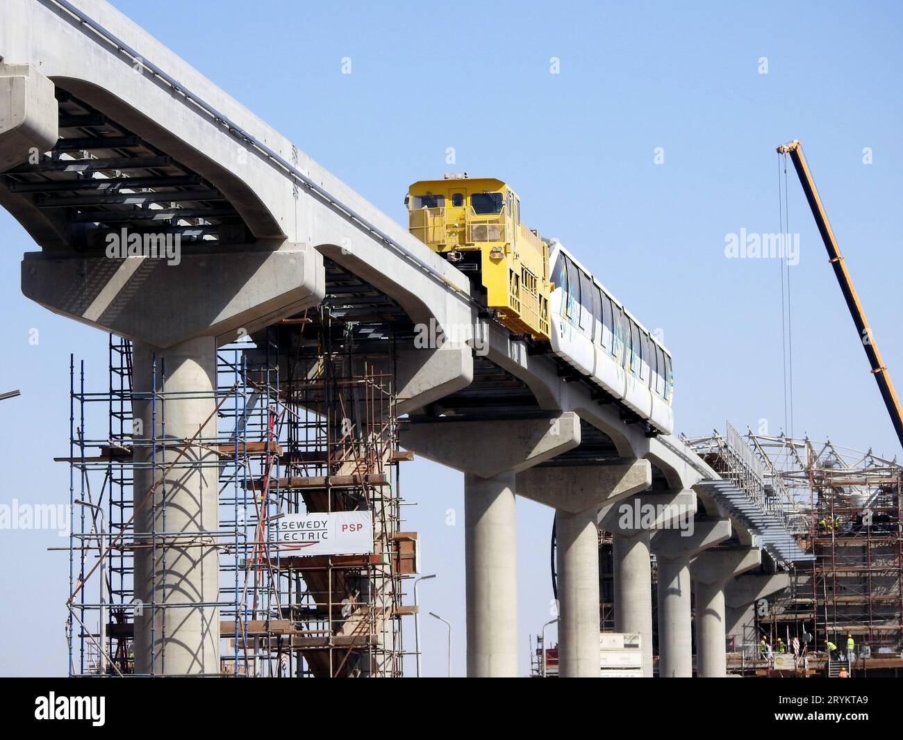 Cairo, Egypt, September 28 2023: installation of Egypt monorail vehicle ...