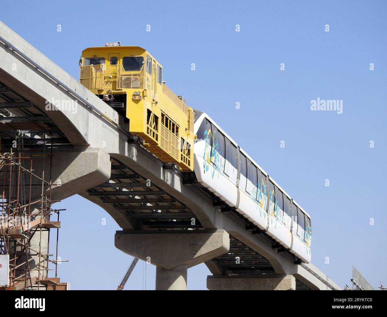 Cairo, Egypt, September 28 2023: installation of Egypt monorail vehicle ...