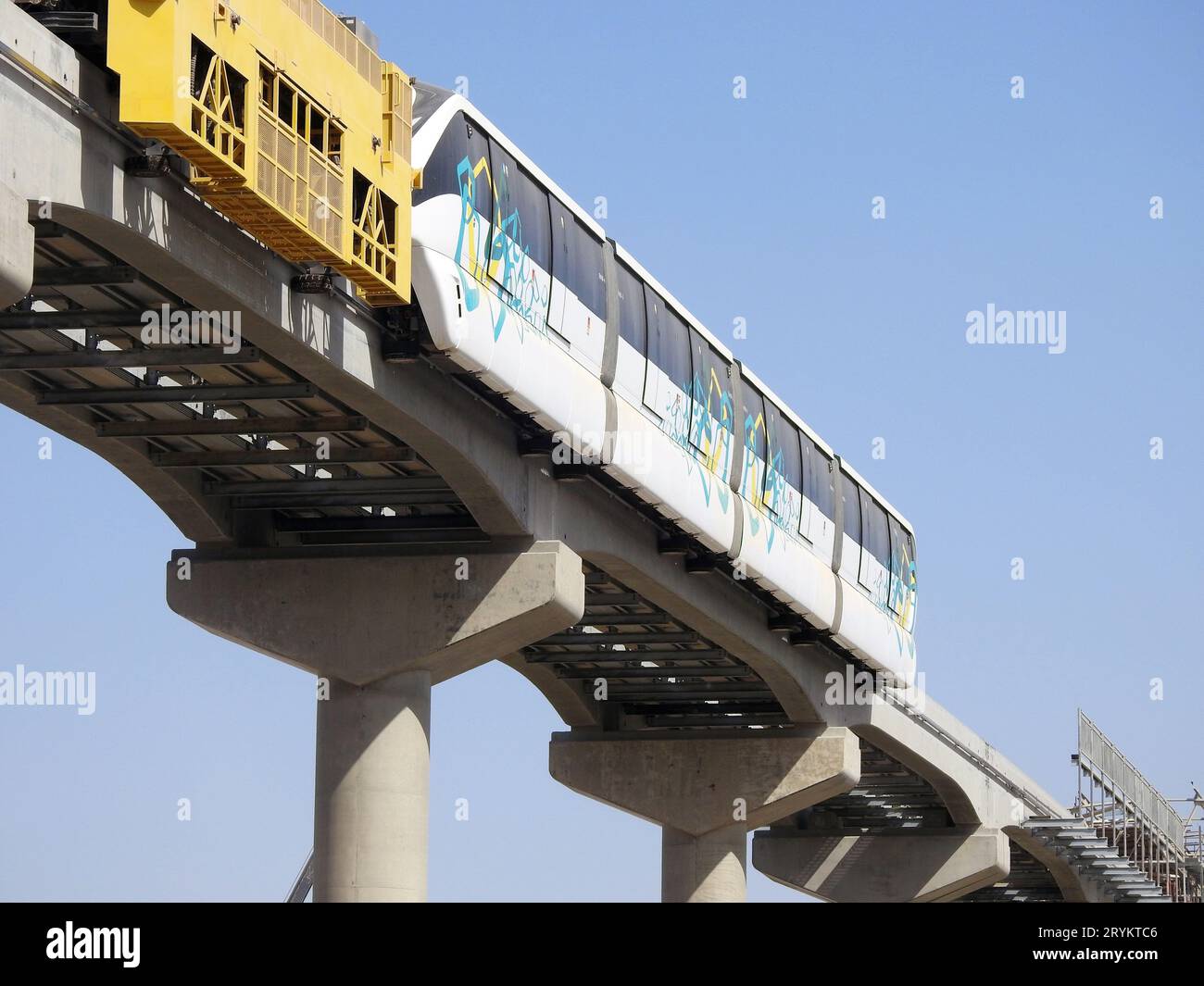 Cairo, Egypt, September 28 2023: installation of Egypt monorail vehicle ...