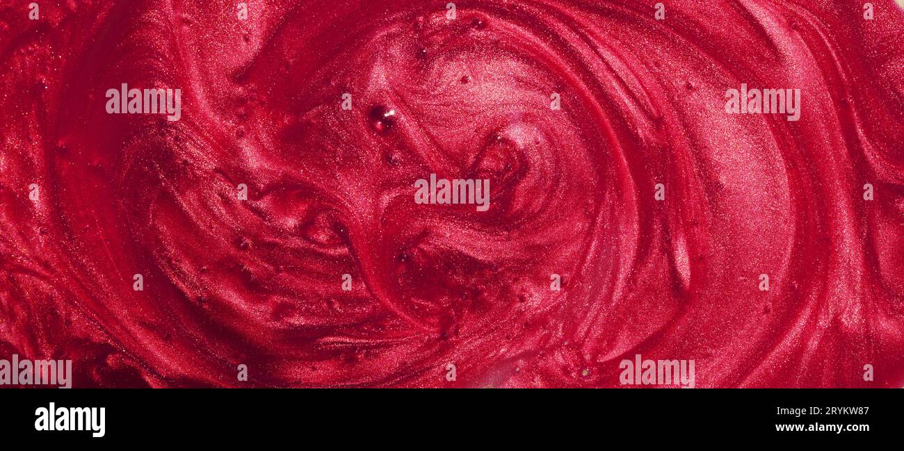 Sample of red glitter gel with small particles, texture of highlighter ...